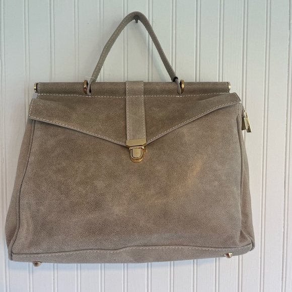 Vera Pelle | Bags | New Vera Pelle Suede Light Gray Cross Bodysatchel ...